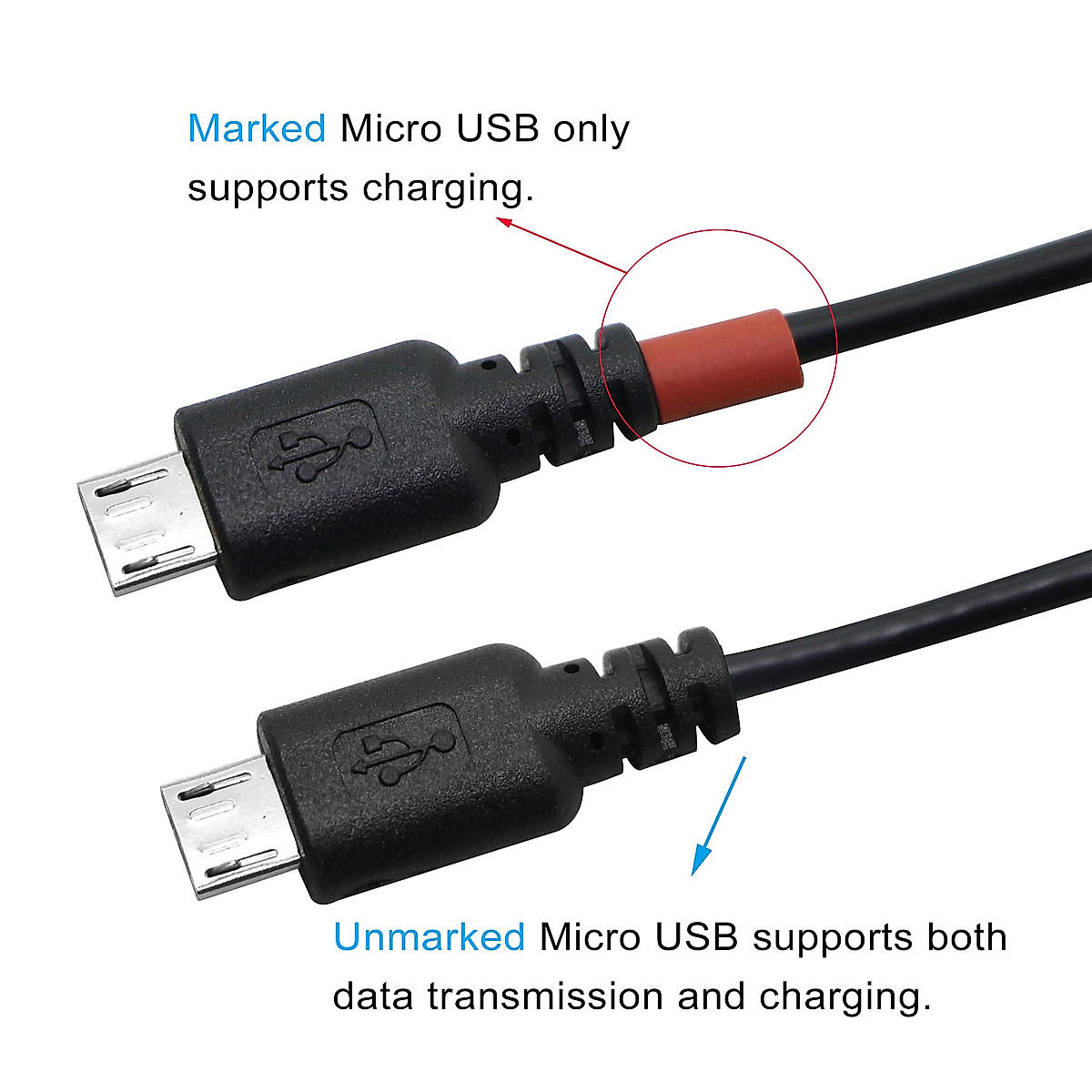 PNGKNYOCN 12 Inch Micro USB Splitter Cable USB 2.0 Type A Male to Dual Micro USB Male Y Data Charge Connector Adapter Cable