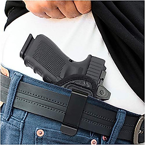 IWB Optical Gun Holster by Houston - Eco Leather Concealed Carry Soft Material | Suede Interior for Maximum Protection (Right) Black