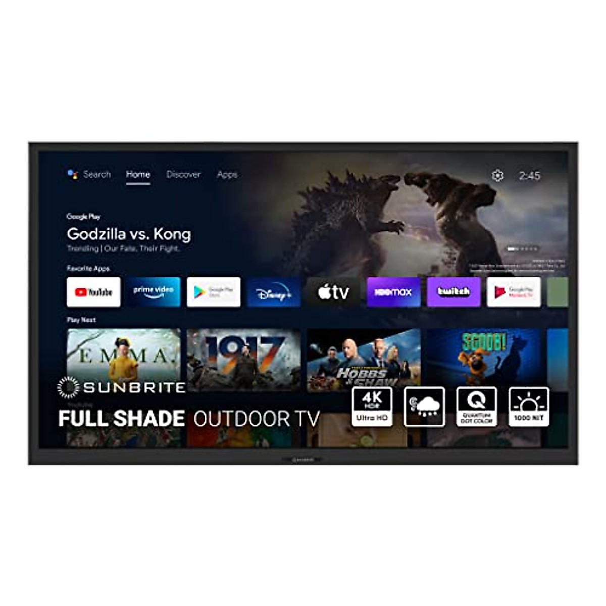 SunBrite Veranda 3 Series 55-inch Full Shade Smart Outdoor TV (2022) | 4K Ultra HD HDR QLED Weatherproof Television - 1,000 nit Ultra Bright Screen with All-Weather Voice Remote (SB-V3-55-4KHDR-BL)