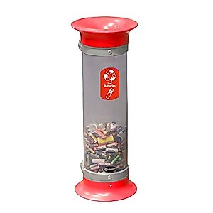 Glasdon C-Thru 10Q Battery Recycling Container (Red) – Transparent Polycarbonate Battery Disposal Container – Small 10Q Battery Collection Tube
