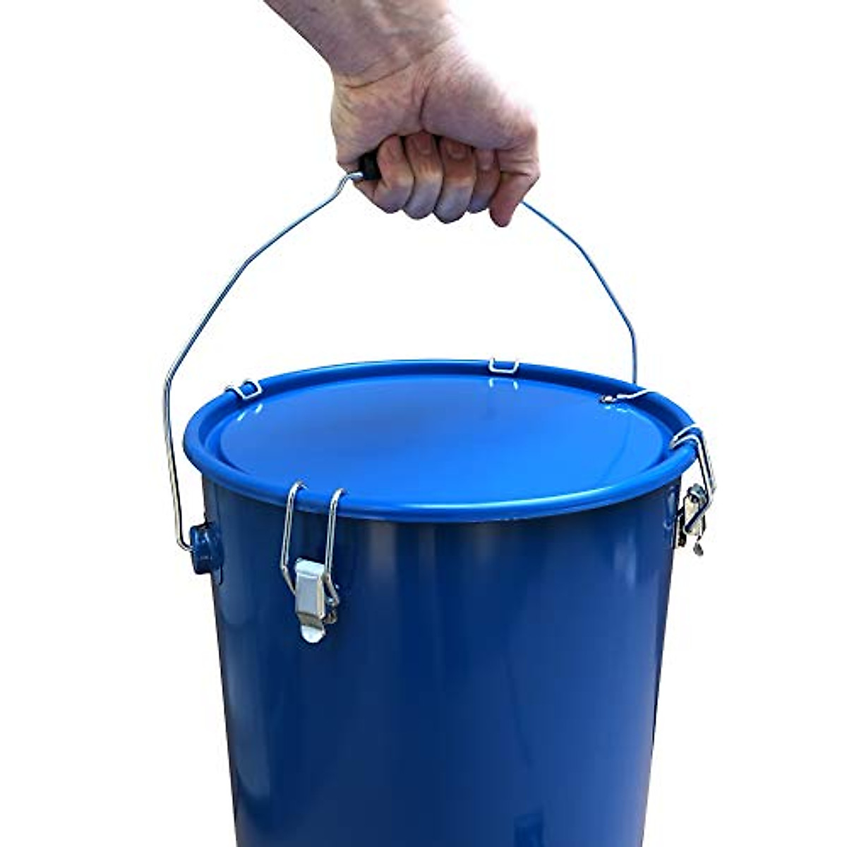 MirOil 30L 6 Gallon Oil Disposal Caddy with Lid Lock | Safe Storage & Transport of Up to 6 Gal of Polishing / Frying Oil | Utility Pail with Heat Shield Fitted Handle | Food Compatible Interior Coating