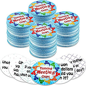 50 Styles 100 Pcs Morning Meeting Chips for Kids, Student Response Cards Social Skill Cards Conversation Starters Classroom Question Idea Cards for Elementary Learn Communication Listening Vocabulary