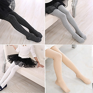 5 Pack Toddler Baby Girls Cable Knit Leggings Solid Cotton Footed Tights Warm Stockings Pantyhose Pants Trousers for 2-8T
