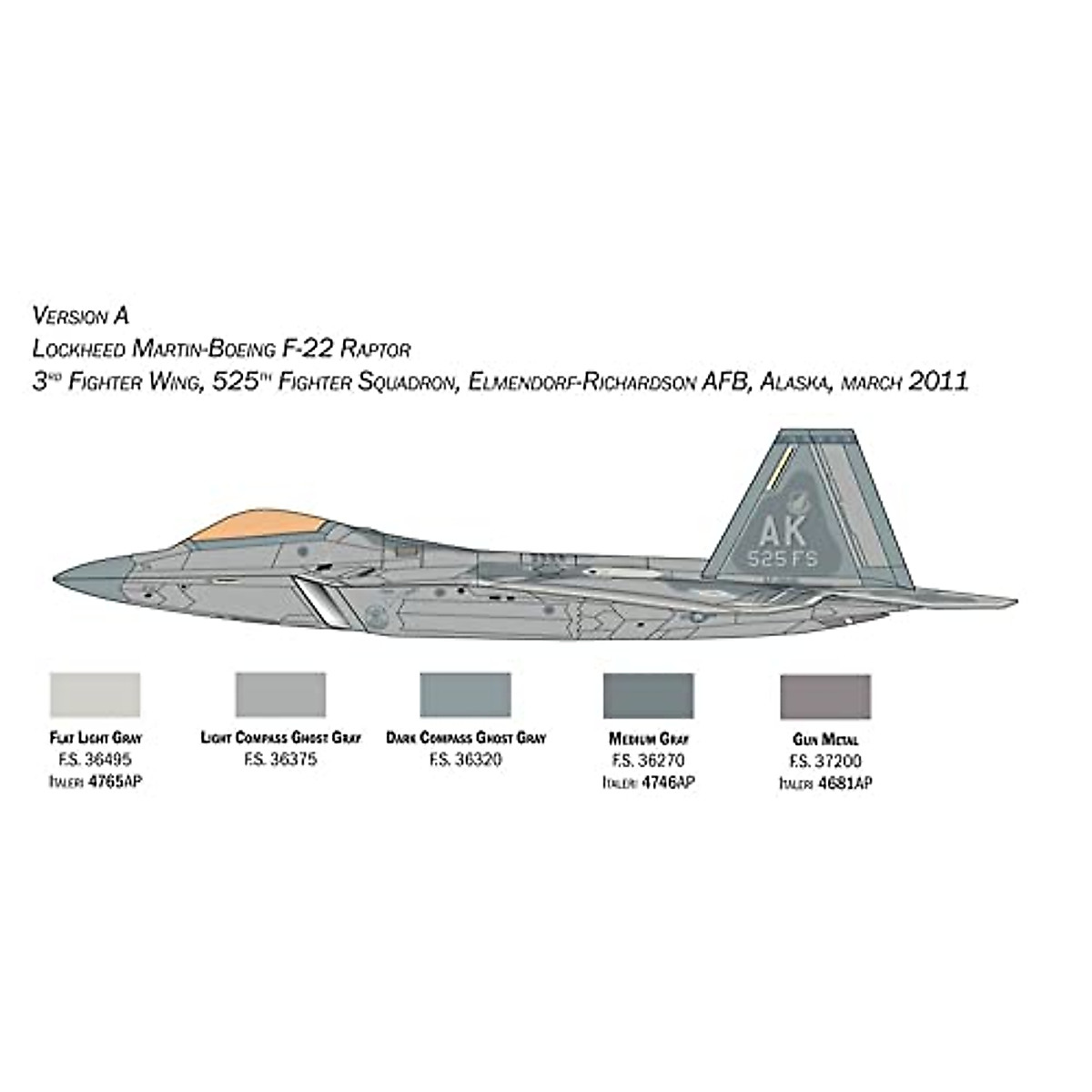 Italeri -2822 F-22A Raptor, 1:48 Scale, Model Kit, Plastic Model to Mount, Modeling, Grey, IT2822