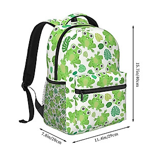SDERDZSE Cute Frog Cartoon Print Backpack Casual Large Capacity Daypack Lightweight Travel Backpack For Men Women