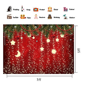 LTLYH Red Christmas Photography Backdrop Sparkling Starst Christmas Backdrops 7x5f Glittering Stars Christmas Photo Backdrop Christmas Holiday Party Decorations Props Background 073