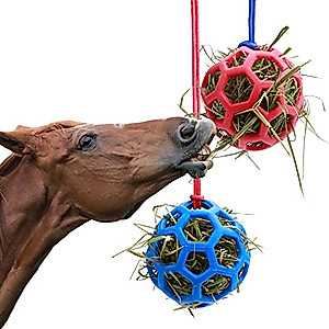 Woiworco 2 Packs Horse Hay Balls Horse Treat Ball, Goat Feeder Toys, Slow Feed Hay Balls Horse Toy Balls, Hanging Feeding Balls Horse Stall Toys for Horse Goat Feeding, and Relieve Stress