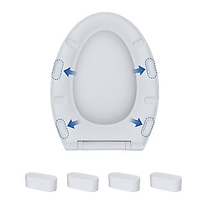 Hibbent 4 pieces Toilet Seat Bumpers for Bidet, Strong Adhesive Toilet Seat Bumpers for Use with Bidet Attachment, Universal Buffer Toilet Lid Rubber Bumpers, White