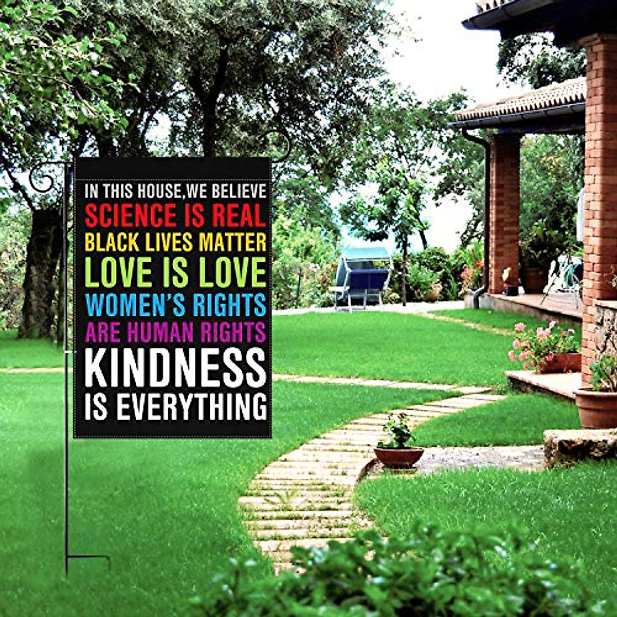 XIFAN Premium Garden Flag for in This House We Believe Science is Real Black Lives Matter Vertical Double Sided 12.5 x 18 Inch Yard Outdoor Decoration