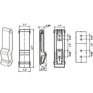 QWORK Rubber Draw Latch, 4 Pack Flexible Black Soft Front Storage Rack Latch with Concealed Keeper for Cooler, Cargo Box