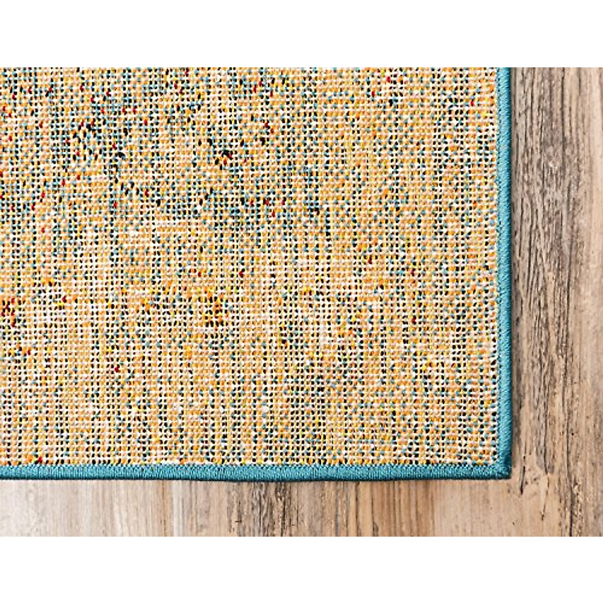 Unique Loom Rosso Collection Vintage, Traditional, Bohemian, Border, Distressed, Southwestern Area Rug, 5' 0" x 8' 0", Blue/Ivory