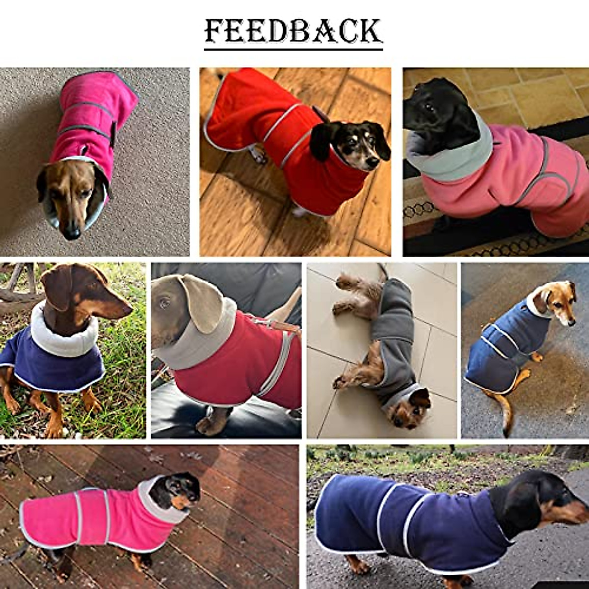 Dachshund Coats Sausage Dog Fleece Coat in Winter Miniature Dachshund Clothes with Hook and Loop Closure and high vis Reflective Trim Safety - Red - XS