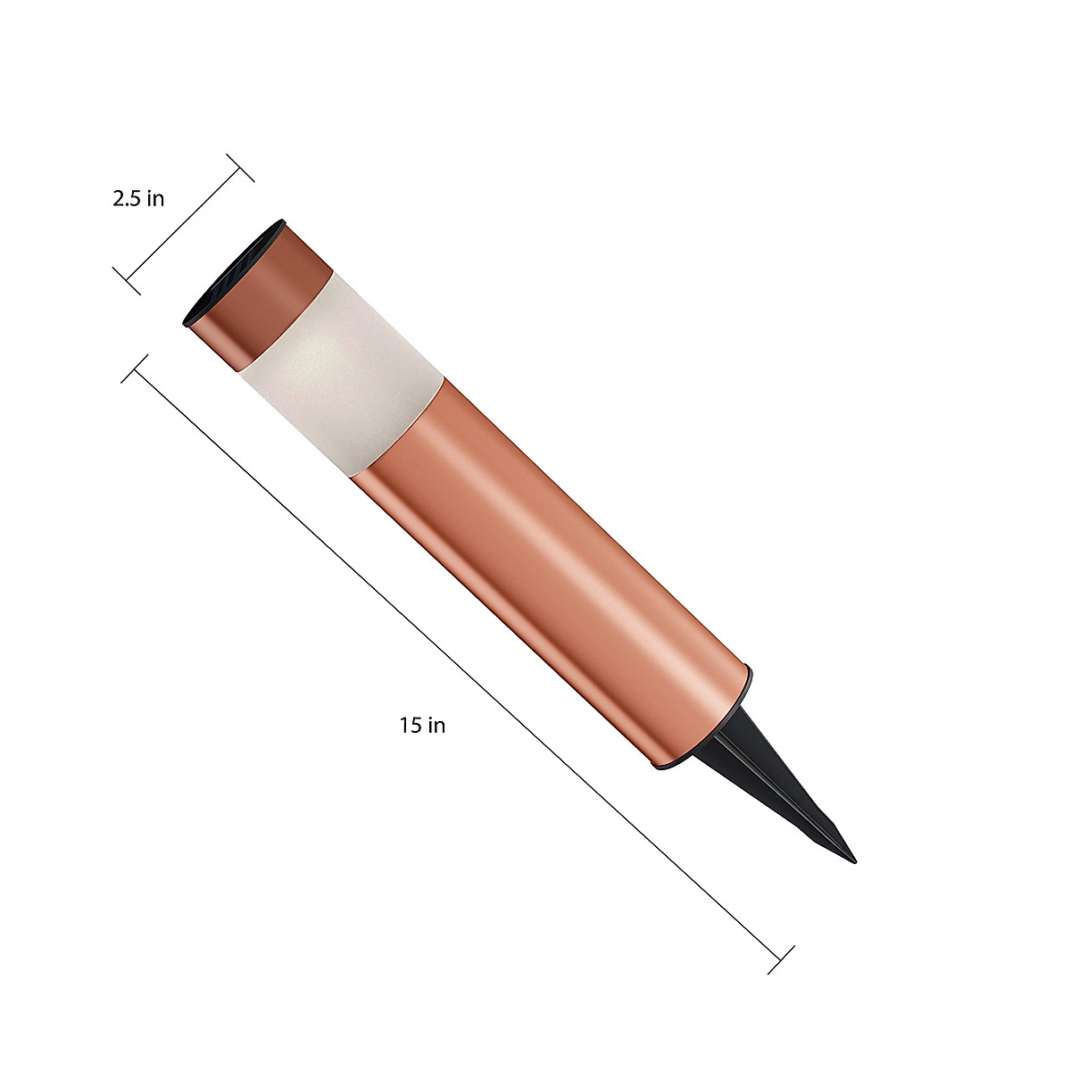 Pure Garden Solar Path Bollard Lights, Set of 6-15” Stainless Steel Outdoor Stake Lighting for Garden, Landscape, Yard, Driveway, Walkway (Copper)