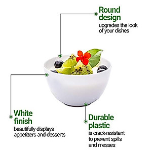 Restaurantware 4 Ounce Mini Bodega Cups 100 Round Small Appetizer Cups - Lids Sold Separately Heavy-Duty White Plastic Parfait Cups Serve Mousse Puddings Or Samples For Weddings Or Parties