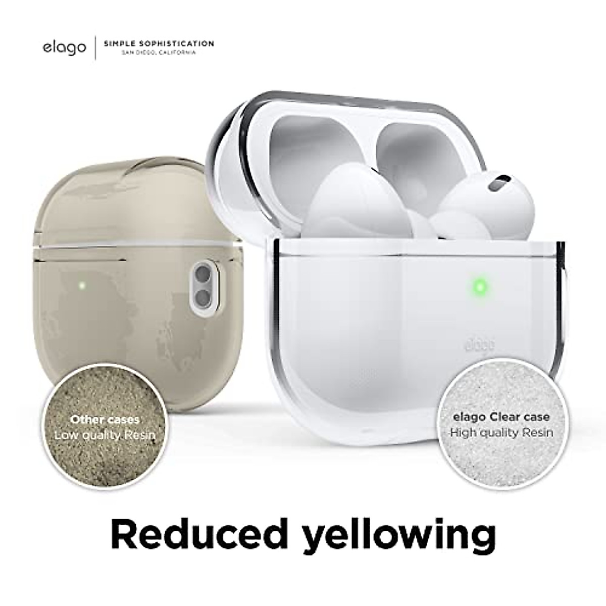 elago Clear Case Compatible with Apple AirPods Pro 2nd Generation Case Cover (2022), Strap Included, Protective Case, Transparent Shockproof, Supports Wireless Charging [Transparent]