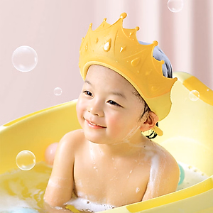 Baby Shower Cap Shield,Adjustable Toddler Waterproof Shampoo Hat for Children, Funny Waterproof Visor & Elastic Ring Hat (3Pcs-（Yellow+Blue+Pink）)