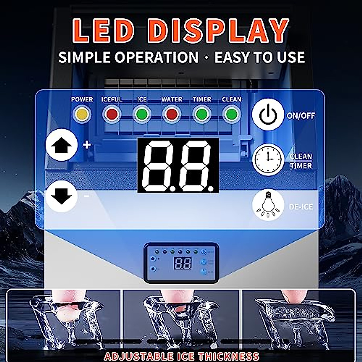 JOMAYZER Commercial Ice Machine, 90LBS/24H Ice Maker Machine with 33LBS Storage Bin, Stainless Steel Ice Machine Commercial, Ideal for Home, Bars, Restaurants and Hotels