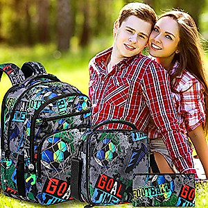 gxtvo 3PCS Laptop Backpack for Men, 17 Inch Water Resistant College Computer Bookbag with Lunch Box, Durable Business Bag Set for Teenagers Boys