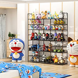 Finew 9 Tiers Shoe Rack Shoe Organizer, Shoe Rack for Entryway, Large Shoe Storage for 50-55 Pairs Shoes and Boots, Non-Woven Fabric Shoe Shelf with Versatile Hooks and Wooden Hammer for Bedroom