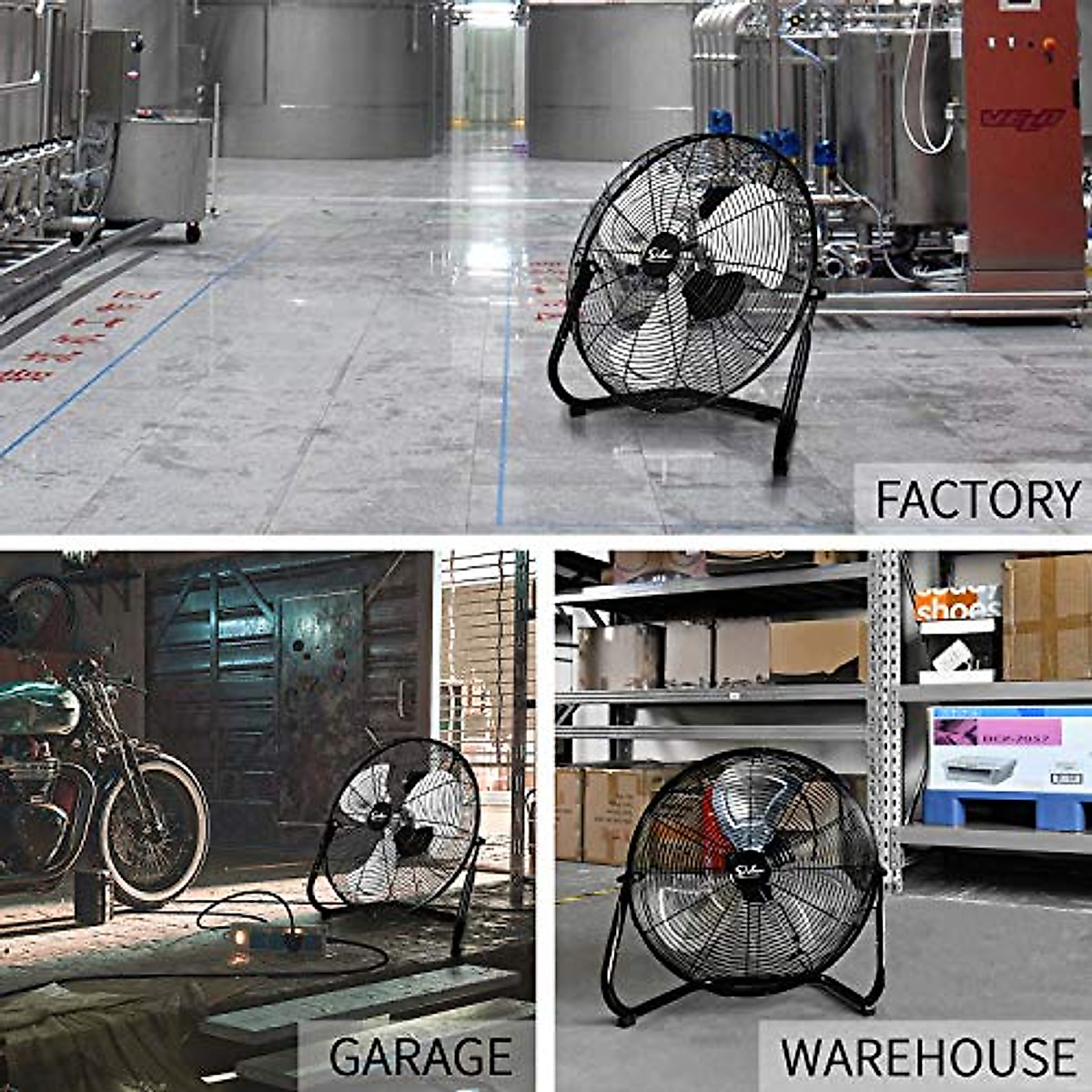 Simple Deluxe 12 Inch 3-Speed High Velocity Heavy Duty Metal Industrial Floor Fans Quiet for Home, Commercial, Residential, and Greenhouse Use, Outdoor/Indoor, Black, HIFANXFLOOR12VX2