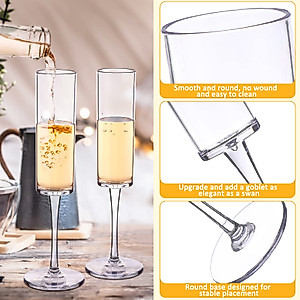 Gerrii 6 oz Acrylic Stemmed Champagne Flutes Unbreakable Plastic Champagne Glasses Reusable Wine Toasting Goblets Crystal Disposable Cocktail Cups for Party, Wedding, Birthday (Clear,18 Pcs)