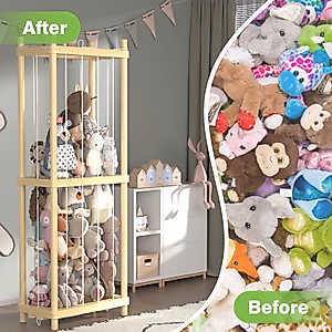 Stuffed Animal Zoo, Wooden Stuffed Animal Cage for Kids, Stuffed Animal Zoo Storage for Plus Toys, Large Stuffed Animal Storage Zoo, Stuffed Animal Zoo Storage Cage for Playroom, Bedroom, Nursery Room