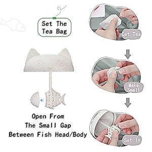 JEWOSTER Cute Cat Glass Cup Tea Mug With Fish Tea Infuser Strainer Filter