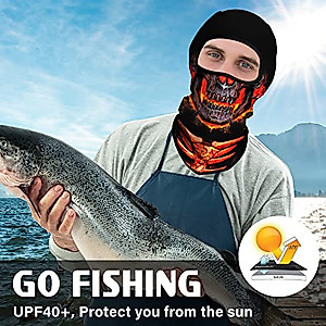 Obacle Balaclava Face Mask Men Women Ski Hunting Cycling (Skull Fire Face)