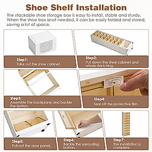 GARPROVM Shoe Rack Organizer for Closet, Shoe Storage Box with Large Storage Containers, Easy Assembly Shoe Cabinet with Lids 9 Tiers 18 Pairs