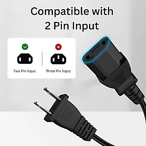 TNP 2 Prong Power Cord for Xbox 360 (6 ft) Compatible with PS4 Pro, Xbox One Original, Xbox 360 Slim/Pro/E/Elite/Arcade/Jasper/Falcon - Black 2 Prong AC Power Cord Cable Replacement