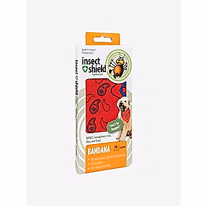 Insect Repellant Dog Bandana for Protecting Dogs from Fleas, Ticks, and Mosquitoes, Paisley, Red