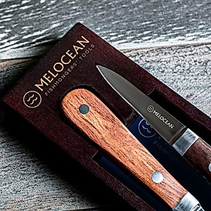 Oyster Shucking Knife Set of 2 - Professional Oyster Knife Shucker Clam Opener Kit in Lovely Box - Bonus Ebook and Brochure Included