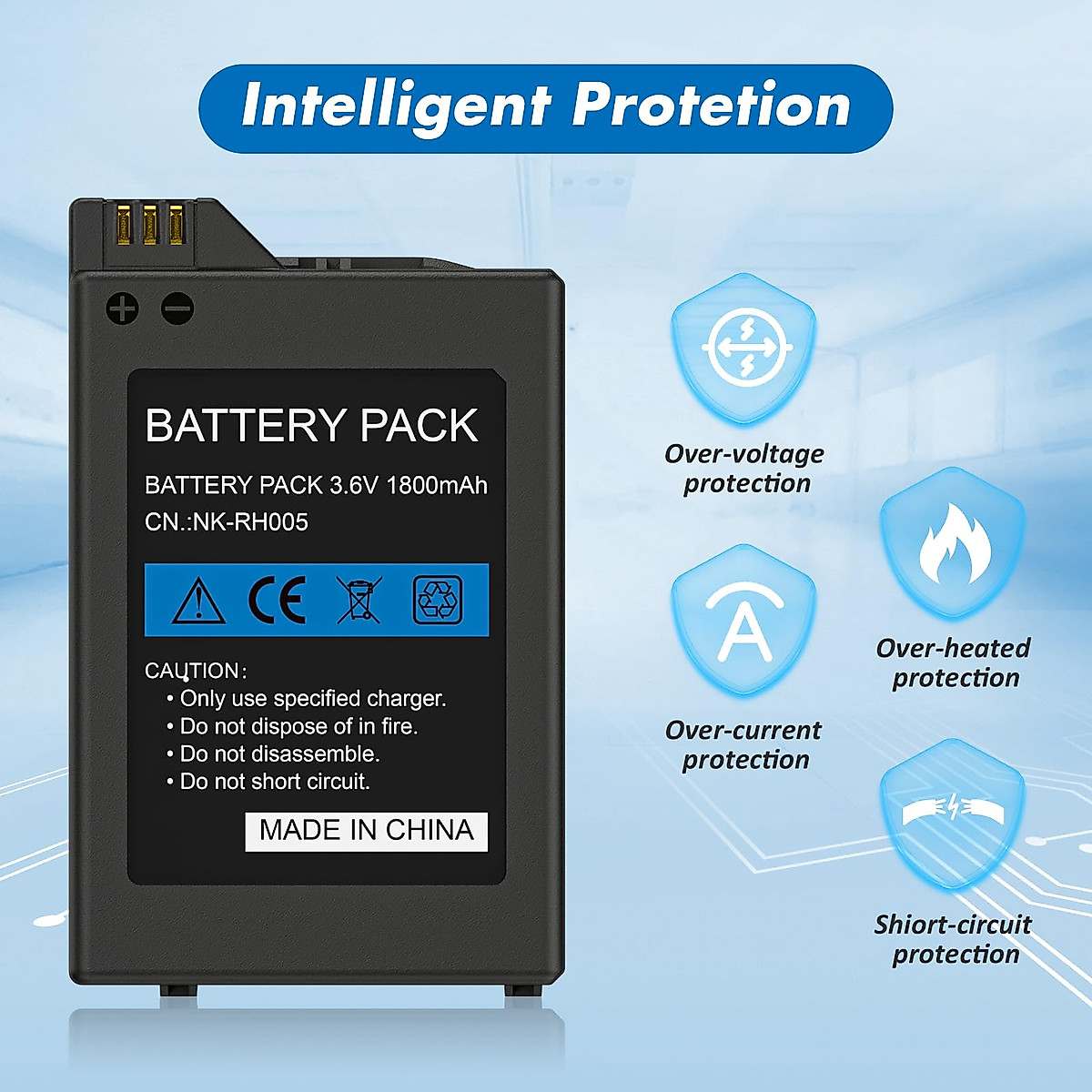 KEKUCULL 2Pcs Rechargeable Battery Real Capacity 1800mAh Lithium Ion Battery Pack Replacement for PSP 1000 PSP-110 (1001, 1002, 1003, 1004, 1005, 1006, 1007, 1008, 1010), PSP Fat Console