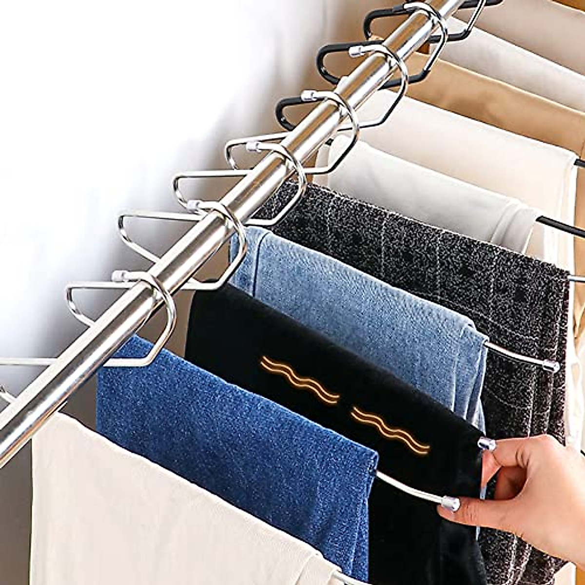 Household Hanger Non-Slip Stainless Steel Trousers Hanger Hanging Trousers Storage Hanger and Save Space to Hang Scarf Underwear Small Objects Hanger