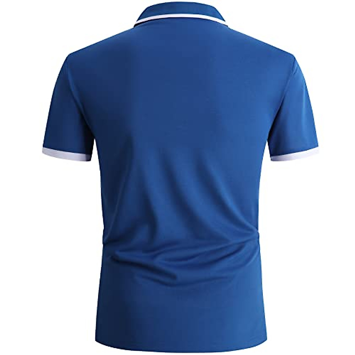SWISSWELL Blue Polo Shirts for Men Short Sleeve T-Shirts Golf Tennis Outdoor Sport Shirt (Blue, 2XL)
