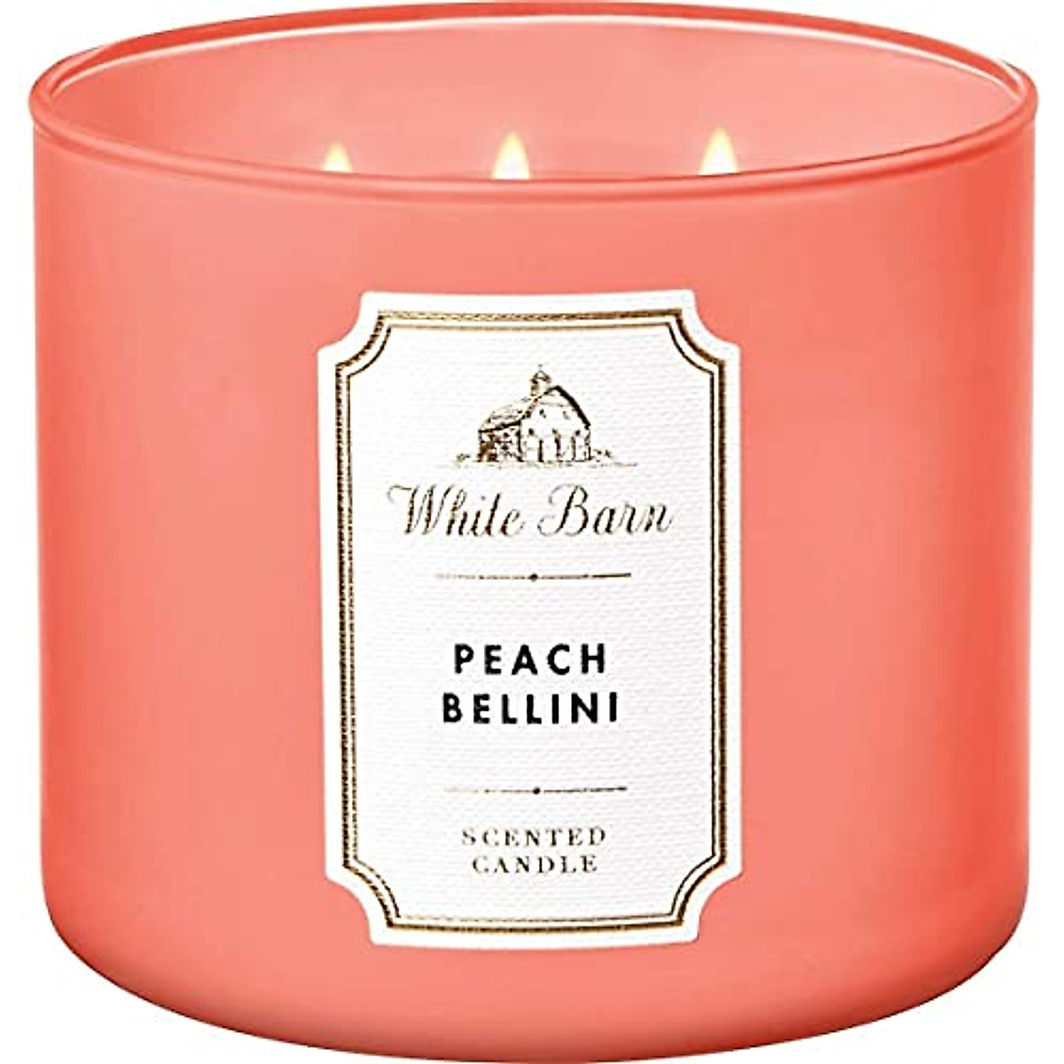 Bath & Body Works White Barn Peach Bellini 3 Wick Scented Candle with Essential Oils 14.5 oz / 411 g