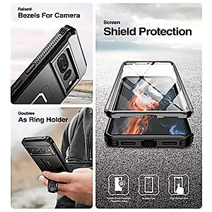 Dexnor Full Body Case for Google Pixel 7 Pro, [Built in Screen Protector and Kickstand] Heavy Duty Military Grade Protection Shockproof Protective Cover for Google Pixel 7 Pro Black
