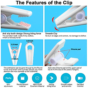 20Pcs Laundry Clips,Washing Line Pegs,Windproof,Hanger Clips for Baby's Flat Thin Clothes Hangers,Chip Clips,Multi Purpose Clips for Kitchen Food Package,Photos,Crafts,Display Artwork Clothespin,White