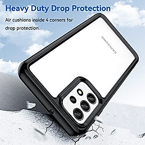 DFTCVBN Phone Case for Galaxy A23 Case, Samsung M23/Galaxy F23 SM-A235M Case with HD Screen Protector, Soft Bumper with Clear Crystal PC Hard Back Shockproof Cover Cases for Samsung Galaxy A23 Black