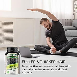 MYVIDAPURE Beard Growth + Men’s Skin & Nails – 5,000mcg Biotin – Vitamin C, D & B-Complex –Hydrolyzed Collagen Veggie Capsules – Non-GMO – Gluten-Free