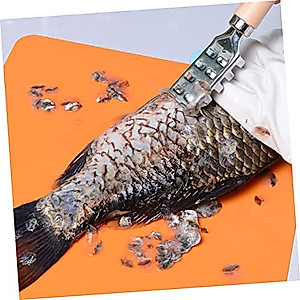 Fish Skin Cleaner Remover Fish Scale Kitchen Fish Scale Scraper Cleaner Fish Scales Manual Fish Scales Fish Scale Brush Scales Silver Manual Bamboo Fish Scraper