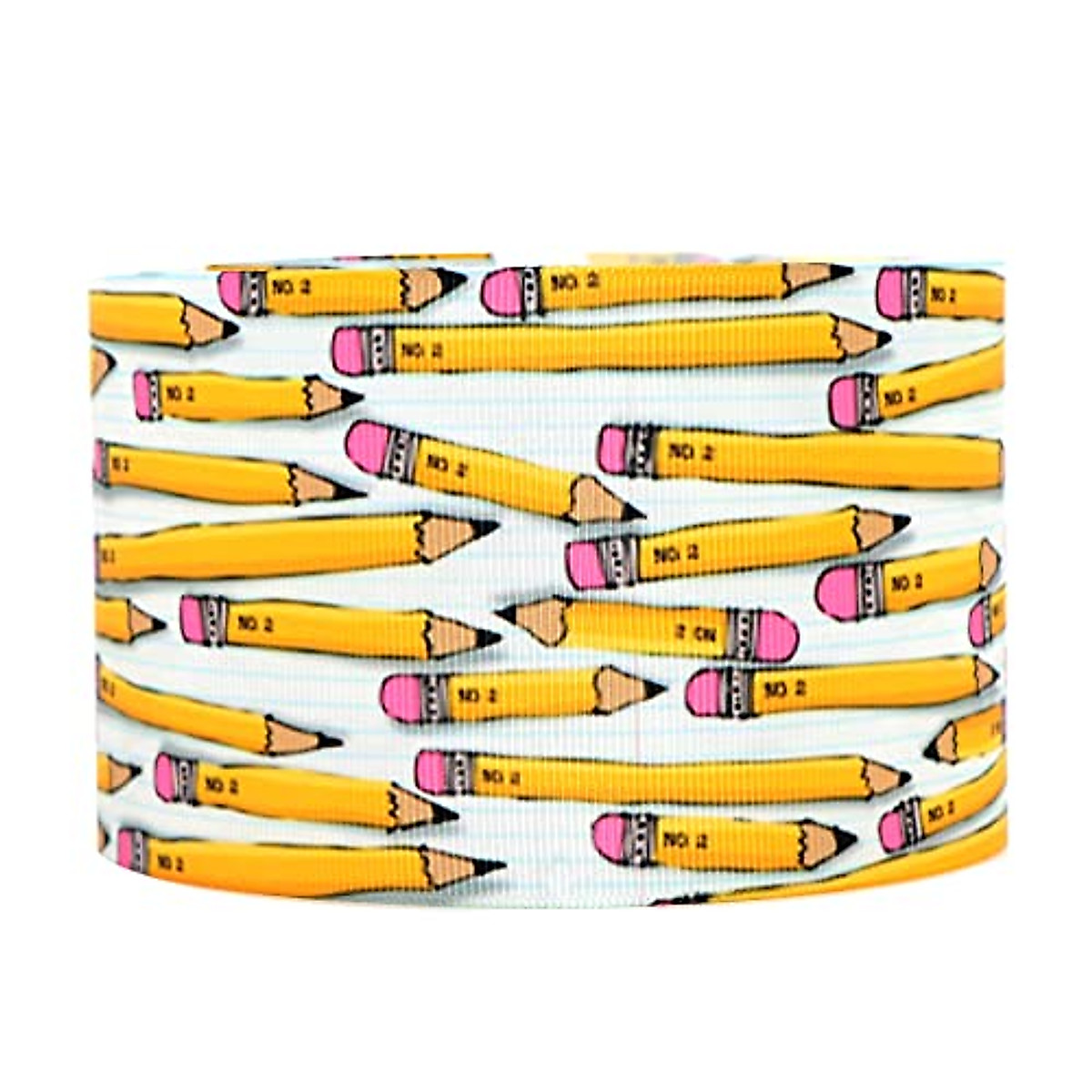 David accessories Pencil Printed Grosgrain Ribbon 3" Wide 5 Yard for DIY Handmade Hair Bow Accessories and Festival Wedding Party Birthday Bridal Shower Decoration (Pencil)