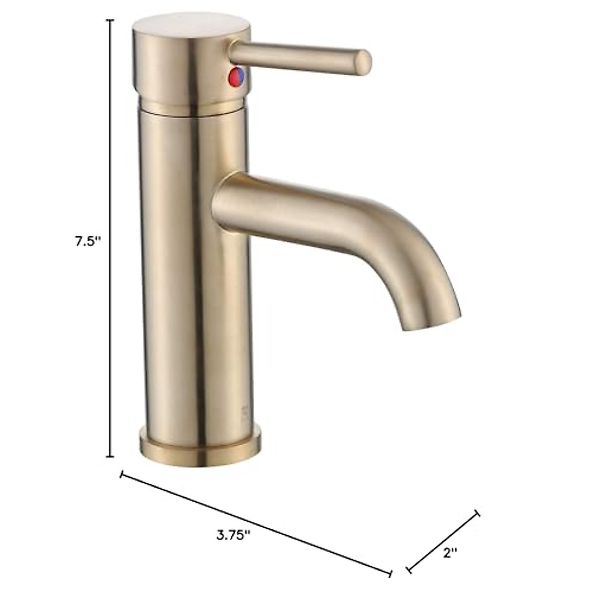 Derengge Single Lever Bathroom Faucet,Single Hole Bathroom Sink Faucet,Brushed Gold Lavatory Faucet,F-509-CS