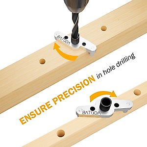 BATODA Dowel Jig Kit for Floating Shelf Bracket - 1/2 inch Drill Bit Included - Doweling Jig for Floating Shelf Hardware make Hidden Shelf Brackets for Invisible Shelves (Aluminum)