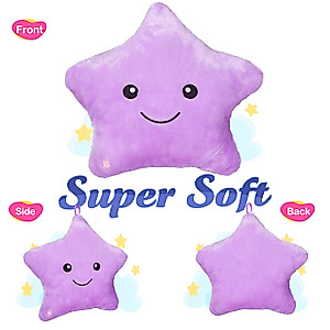 WEWILL 13'' Creative Twinkle Star Glowing LED Night Light Plush Pillows Stuffed Animals Toys Birthday Christmas Holiday Valentines Gifts for Toddlers Girls(Purple)