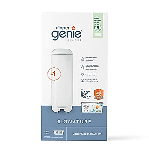 Diaper Genie Signature Pail Includes 1 Easy Roll Refill with 18 Bags | Holds Up to 846 Newborn-Sized Diapers Per Refill