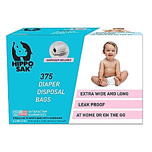Hippo Sak Diaper Disposal Bags, 375 Count, White