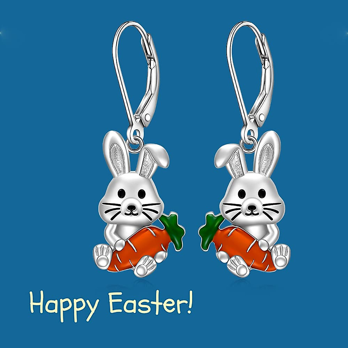 Easter Earrings Bunny Earrings for Women Sterling Silver Dangle Fun Cute Rabbit Hypoallergenic Easter Bunnies Gifts