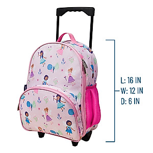Wildkin Kids Rolling Luggage for Boys and Girls, Carry-on Luggage Size is Perfect for School and Overnight Travel, Measures 16 x 12 x 6 Inches (Fairy Garden)