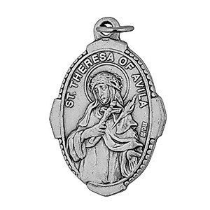 1" Saint and Holy Subject Medal with Prayer Card | Over 25 Different Saints | Durable and Detailed Charm | Pendant Medal Carded with Prayer | Christian Jewelry (St. Teresa of Avila)